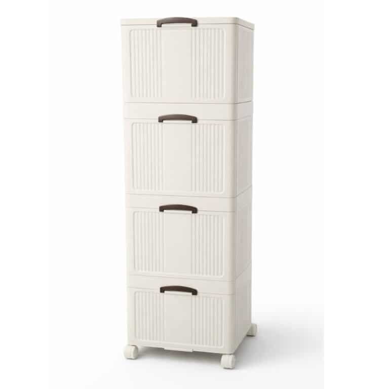 Mueble Contenedor Ropero Plegable ruedas 3 niveles con barral y ruedas