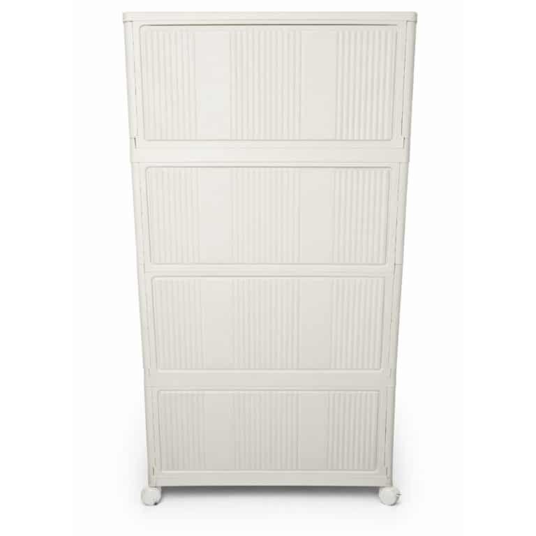 Mueble Contenedor Ropero Plegable ruedas 3 niveles con barral y ruedas